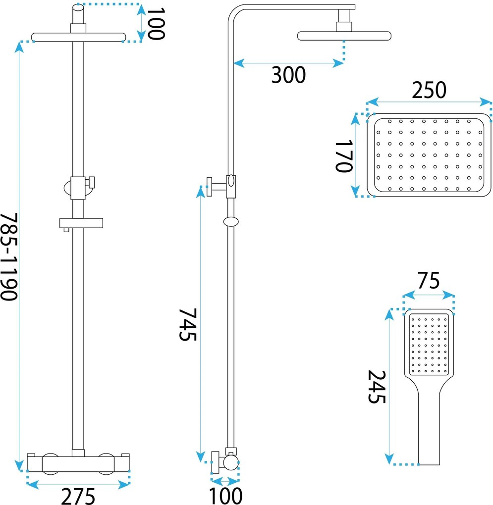 Rea Tom, termostatická baterie se sprchovou sadou, zlatá lesklá, REA-P7102