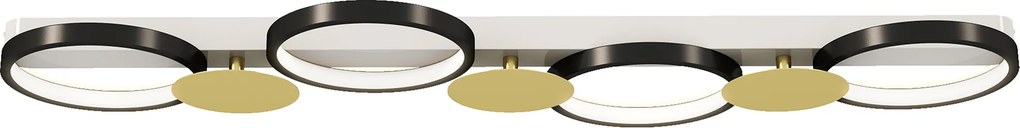 HOMCOM Stropní svítidlo LED 38W 1500LM 3000K-6500K Stropní svítidlo Lampa do obývacího pokoje se 4 žárovkami dálkové ovládání Černá+zlatá