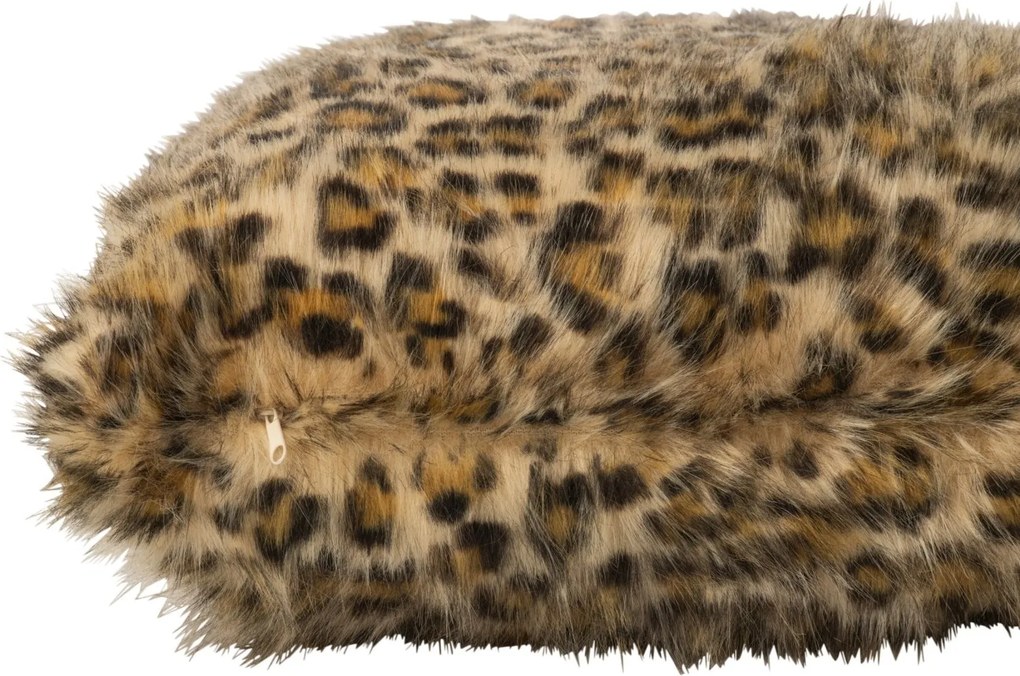 Polštář s leopardím vzorem rezavě hnědá a béžová – 45*45*14 cm