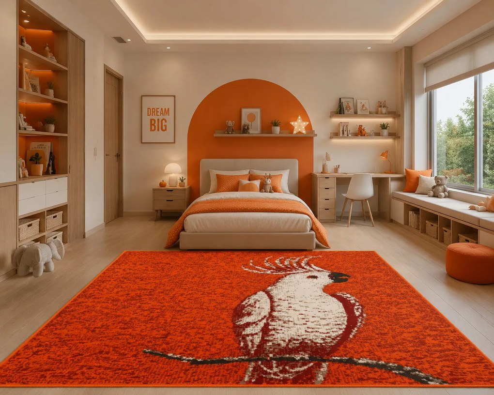 Alfa Carpets, TRHÁK: Kusový koberec Kakadu orange, 80x120, oranžová, dětský pokoj