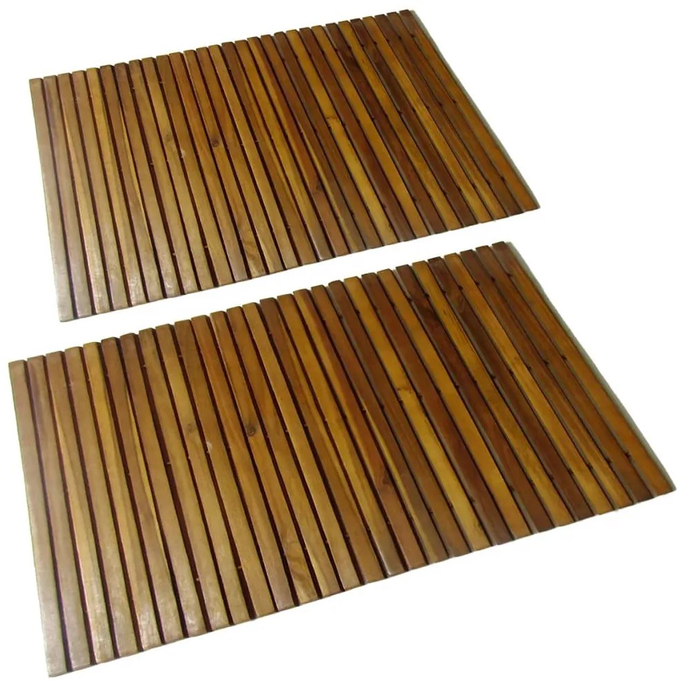Koupelnová předložka 2 ks 80 x 50 cm akáciové dřevo 271768
