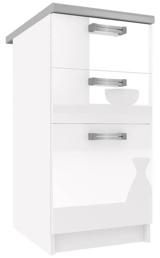 Kuchyňská skříňka Belini spodní se zásuvkami 40 cm bílý lesk s pracovní deskou  INF SDSZ40/1/WT/W/0/D