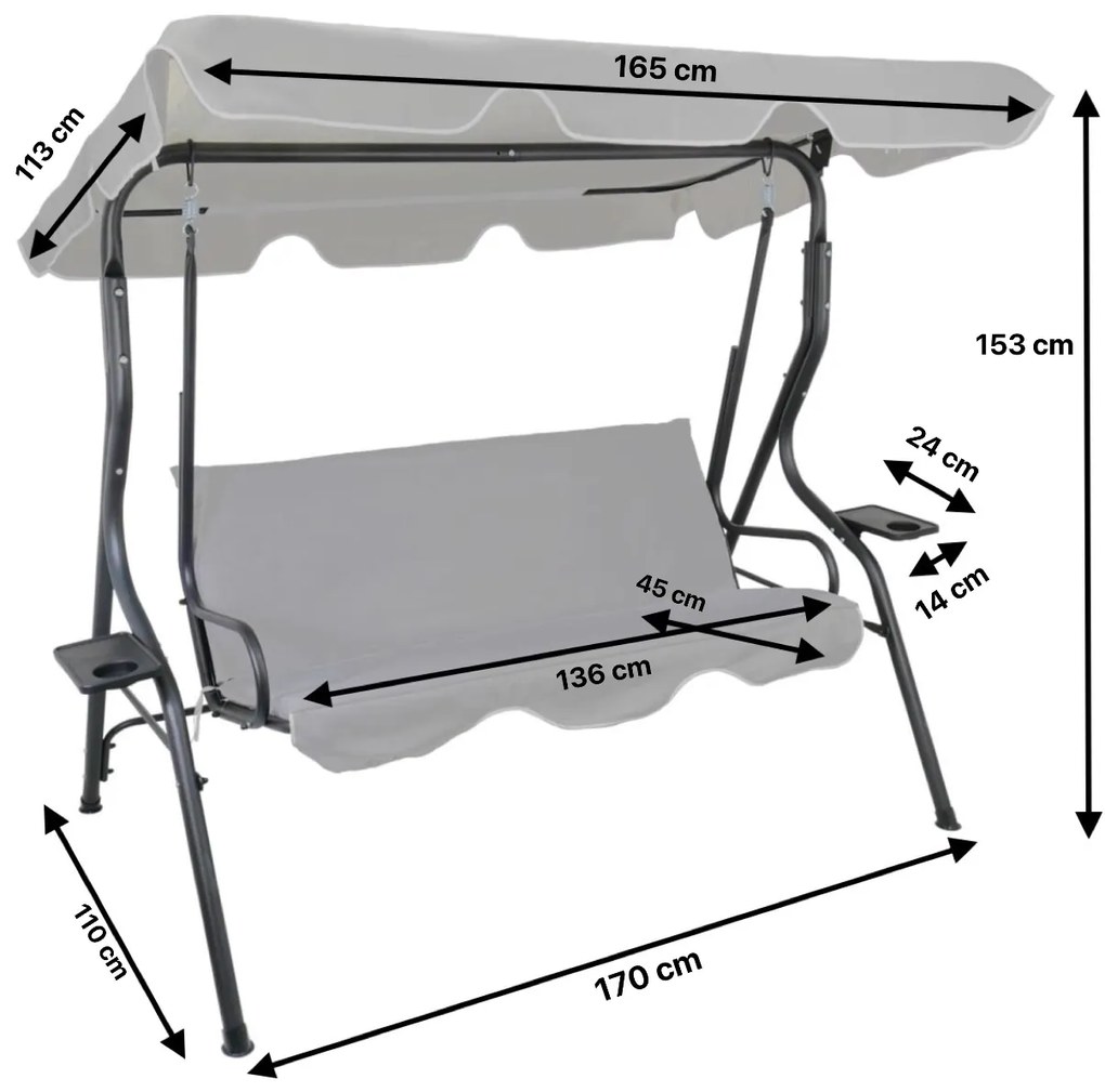 Zahradní houpačka DOLLI 170 cm tmavě béžová