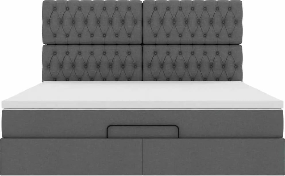 Osmanský rám postele s matrací tmavě šedá 180x200cm textil 3313259
