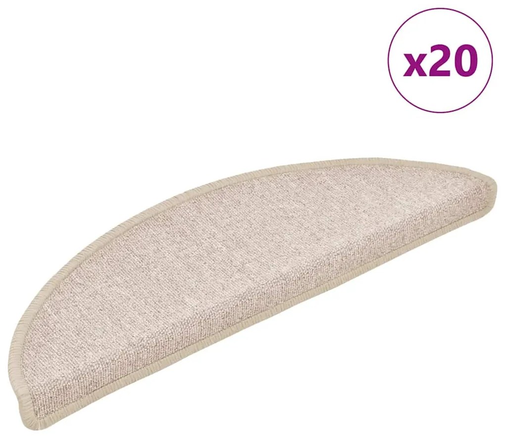 Schodové rohože 20 ks 56 x 17 x 3 cm béžové, půlkulaté 3365787