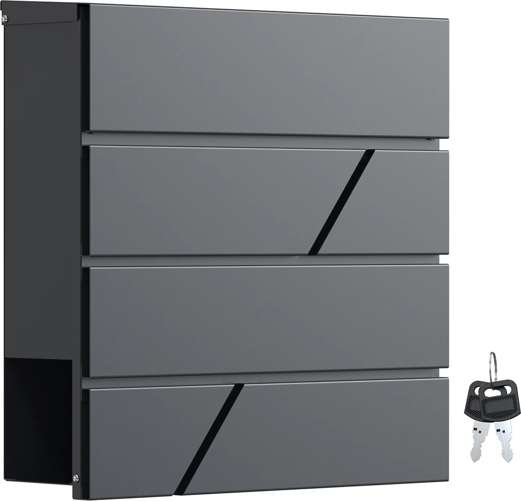 Poštovní schránka Wiltec – 370 × 105 × 370 mm, antracitová (60152)