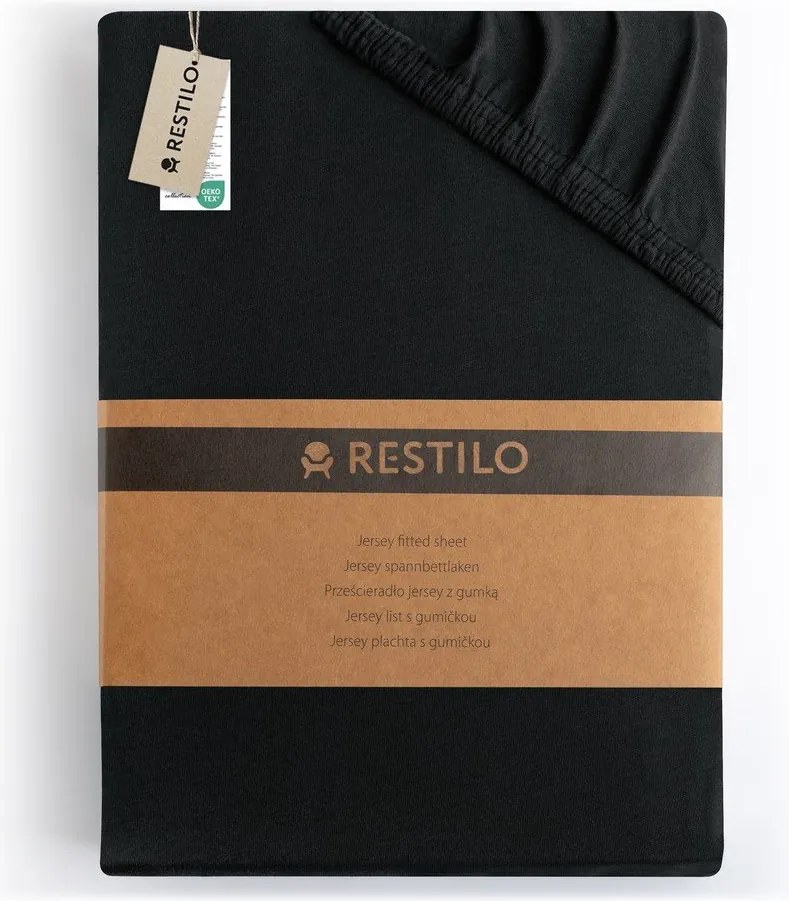 Černé napínací prostěradlo jersey 160x200 cm Amber – Restilo