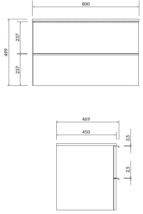Cersanit - VIRGO závěsná skříňka pod umyvadlo s deskou 80cm, bílá-černá, S522-027