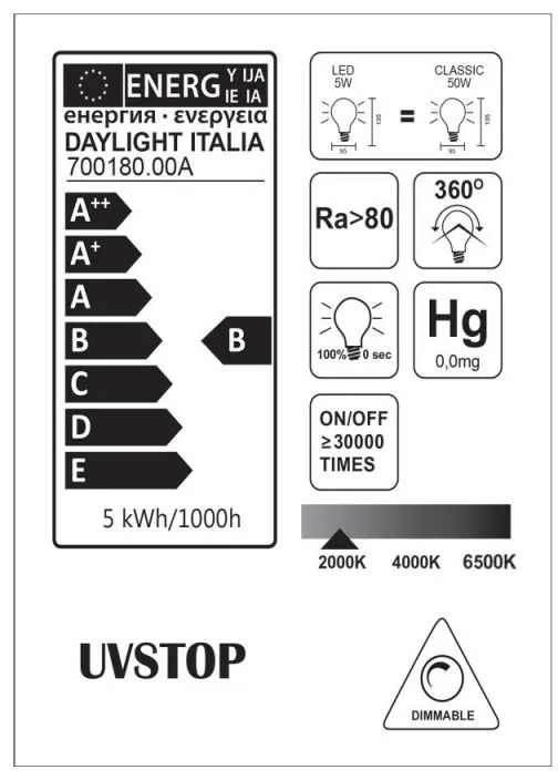 creative cables LED žárovka smoky G95 s dvojitým obloukovým vláknem 5W E27 stmívatelná 2000K