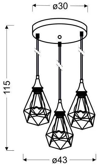 Lustr na lanku GRAF 3xE27/60W/230V