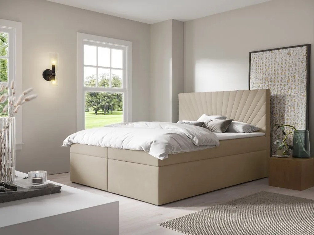 Eka Kontinentální čalouněná postel AFRODITE - Trinity (90x200 cm) Barva látky Trinity: Krémová (Trinity 2302)