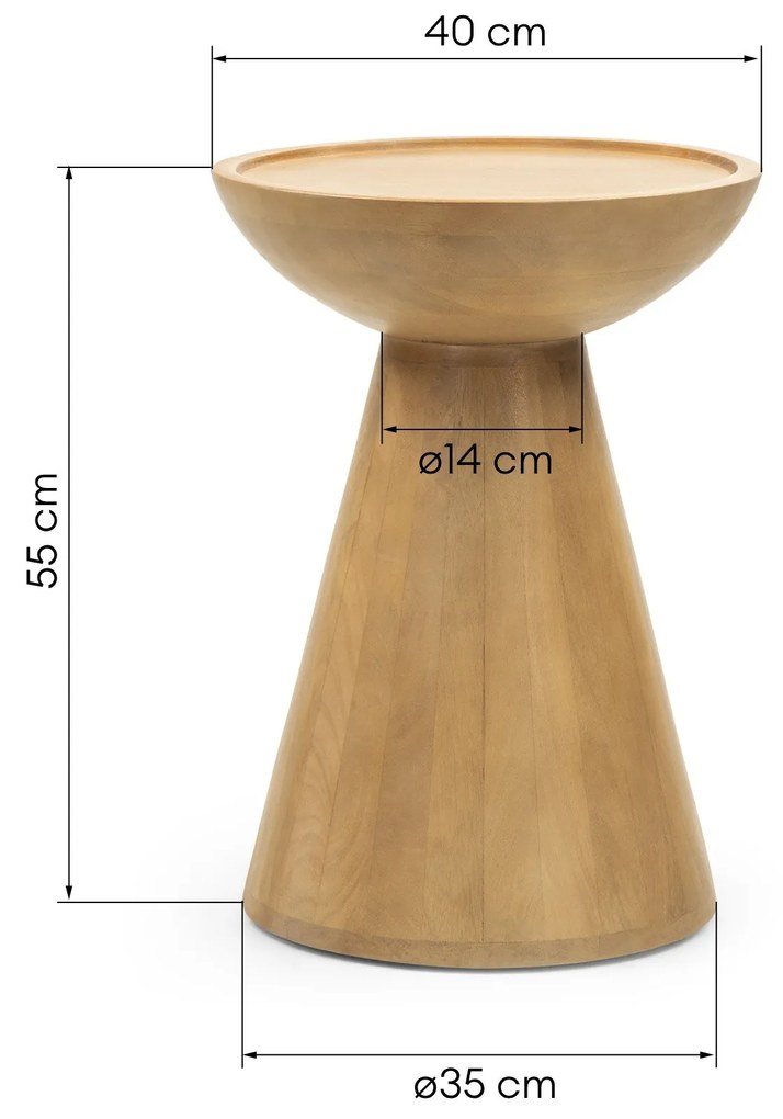 Odkládací stolek Arvika 40 cm z mangového dřeva hnědý