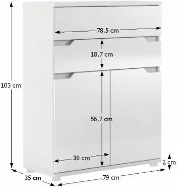 Luxusní komoda ADONIS AS 01, bílá vysoký lesk