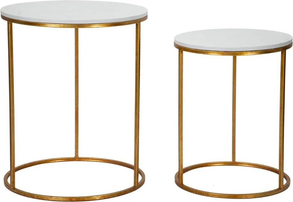 Sada odkládacích stolků Xaviere 52 cm zlatá / bílá