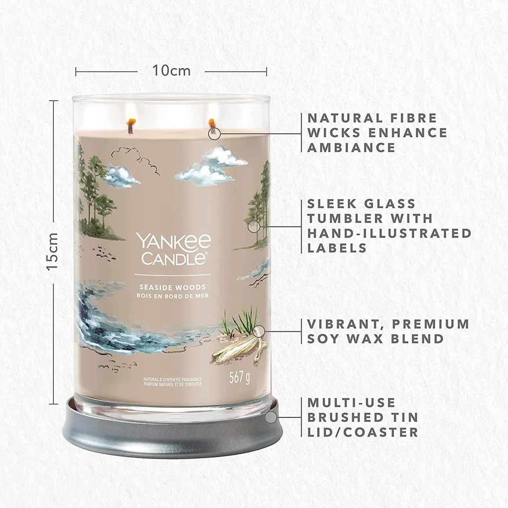 Yankee Candle vonná svíčka Signature Tumbler ve skle velká Seaside Woods 567g