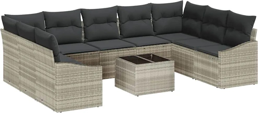 Set pohovek 10 ks Světle šedá polyratan 3346892