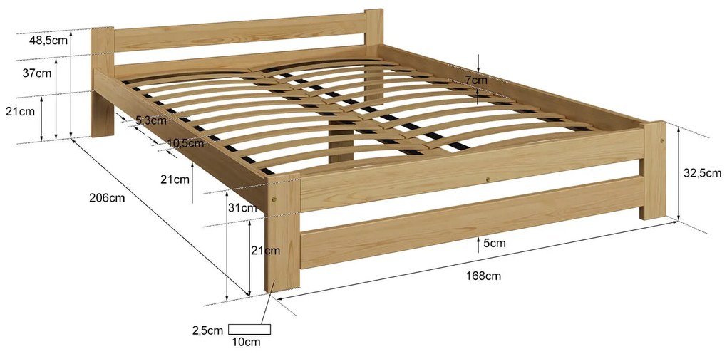 Postel s matrací VitBed 160x200cm Ran borovice s roštem