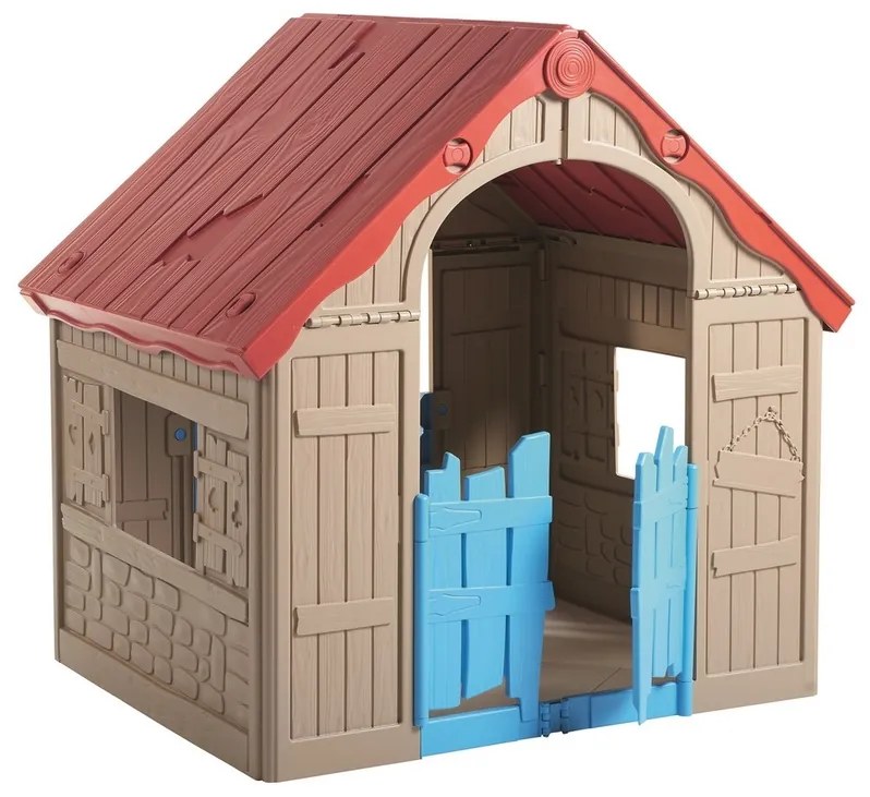 Dětská domek KETER FOLDABLE PLAY House béžová/červená/modrá