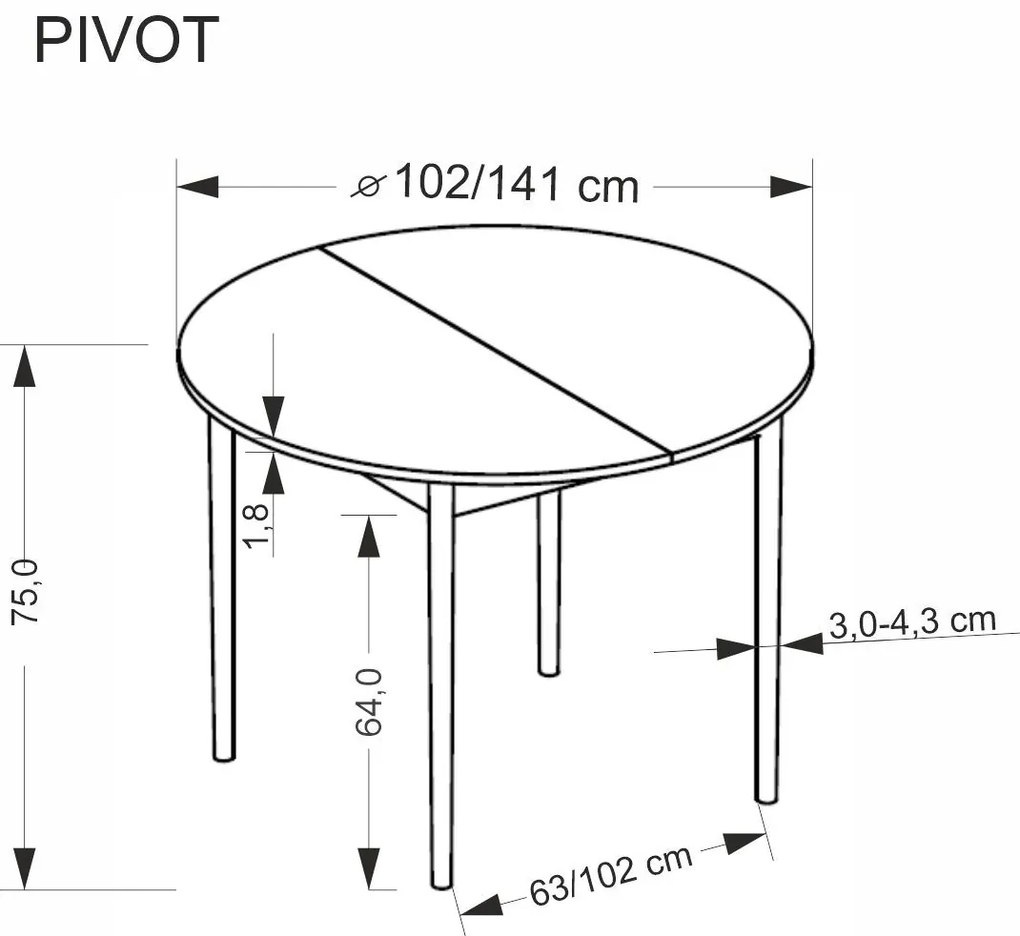 Rozkládací jídelní stůl Pivot 102/141 cm dub artisan/černý buk