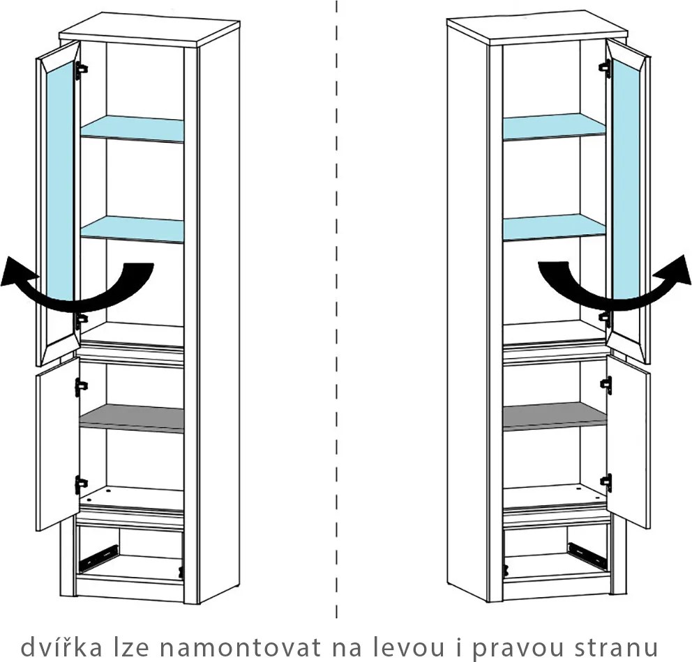 MONTANA d | vitrína W1D | 50 cm | UNI provedení | lefkas