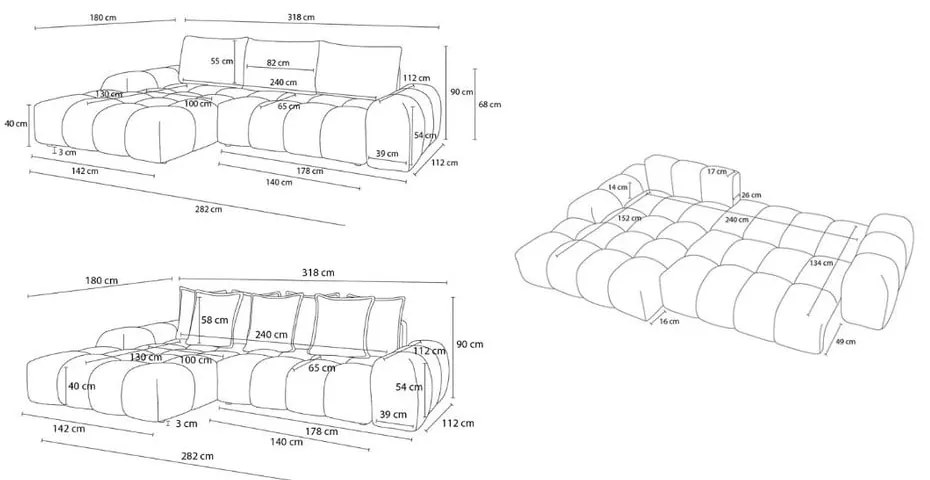 Žinylková rozkládací/s úložným prostorem rohová pohovka v terakotové barvě (levý roh/s lenoškou) Everest – Bobochic Paris