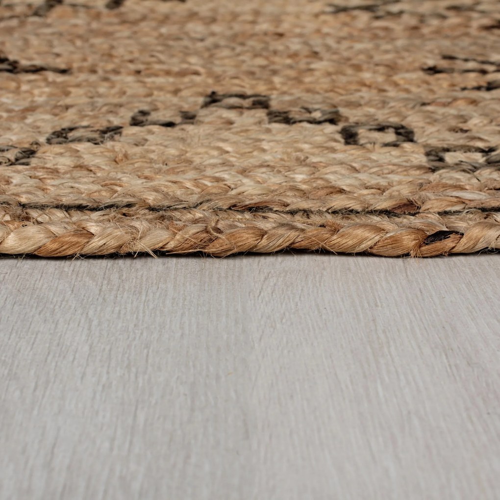 Flair Rugs koberce Kusový koberec Printed Jute Rowen Natural/Black - 120x170 cm