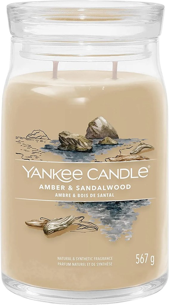 Yankee Candle vonná svíčka Signature ve skle velká Amber & Sandalwood 567g