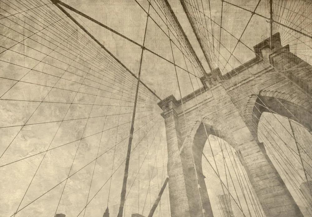 Fototapeta Brooklyn Bridge Grunge Sepia Hladký vinyl 152.5x104