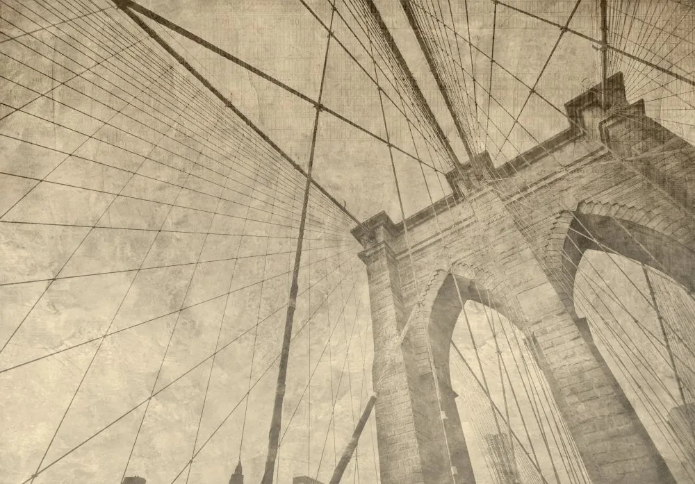 Fototapeta Brooklyn Bridge Grunge Sepia Omyvatelný vlies 104x70.5