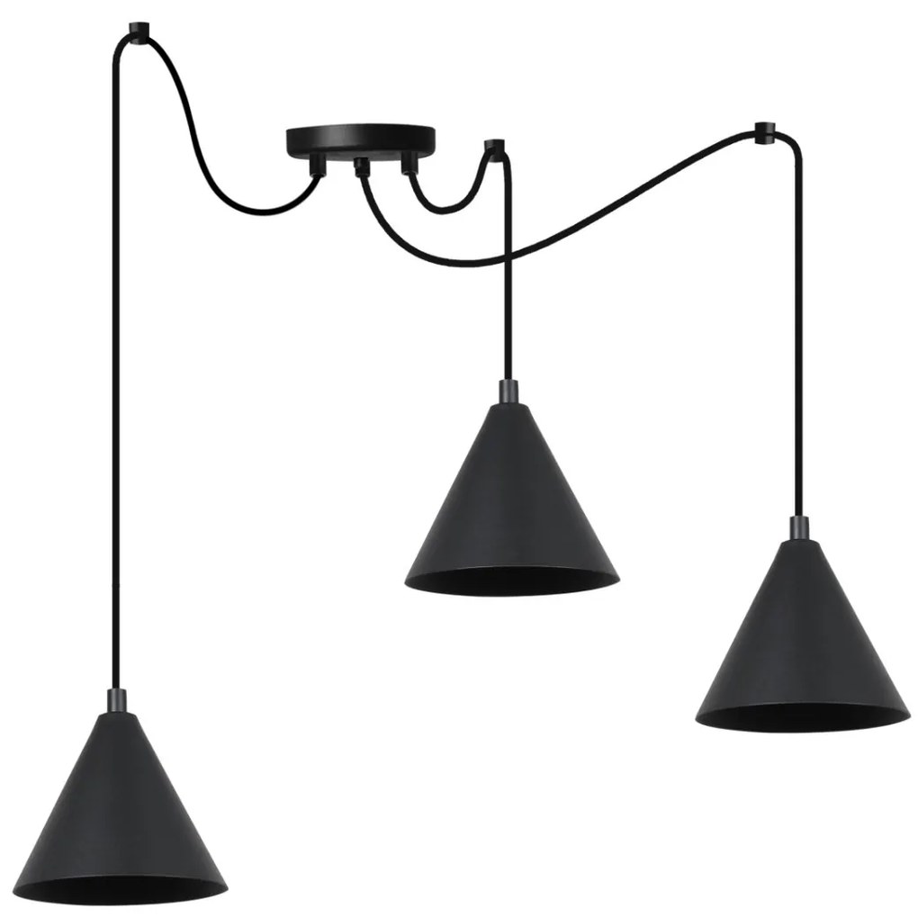 Závěsné svítidlo Soho Spider, 3x černé kovové stínítko, (fi 14cm)