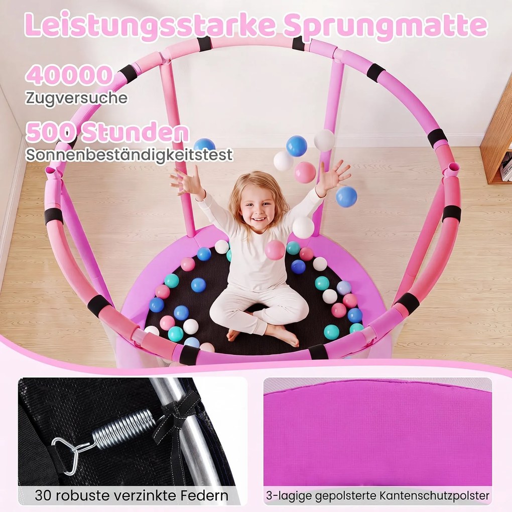 Costway Trampolína pro děti 154 cm 6 v 1 Dětská trampolína s – růžový