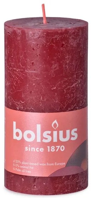 Bolsius Rustic Shine Válec 68x130mm Velvet Red, bordó svíčka