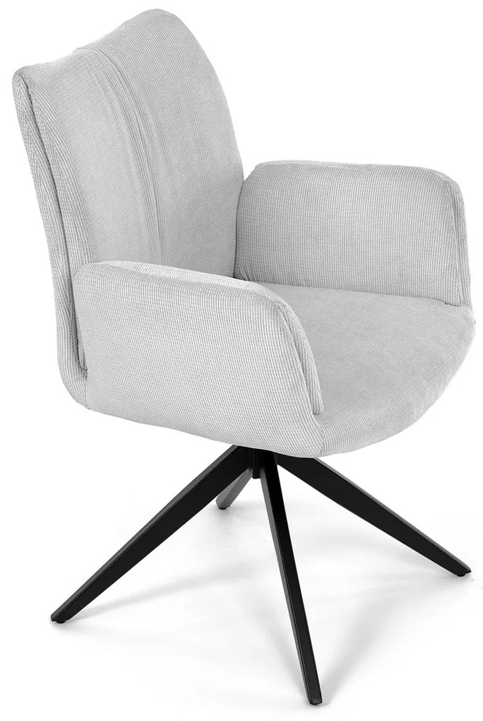 AUTRONIC Židle jídelní, bílá látka, otočný mechanismus 180°, černý kov