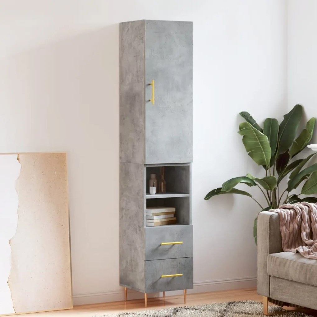 Skříň highboard betonově šedá 34,5x34x180 cm kompozitní dřevo 3198909