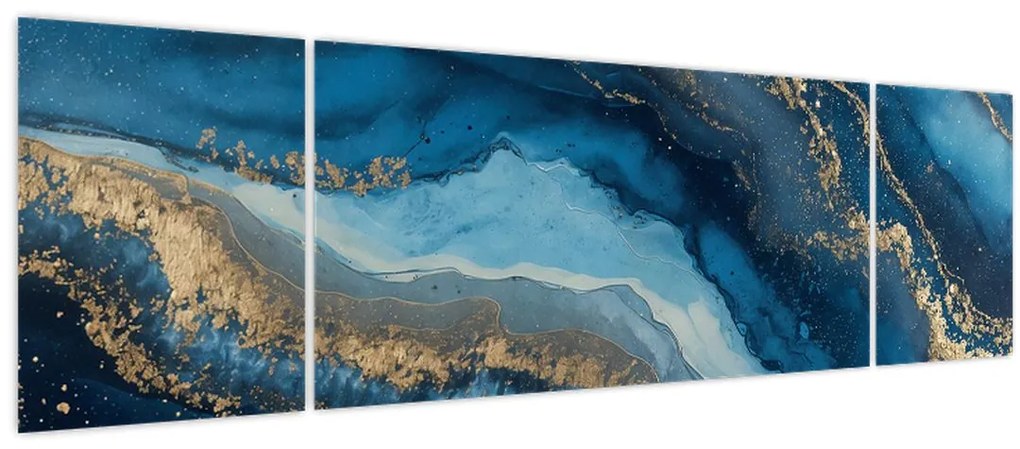 Obraz - Modrá mramorová abstrakce (170x50 cm)