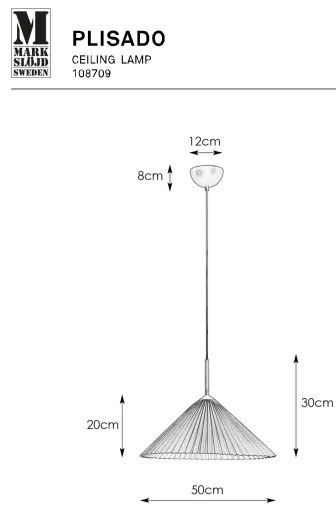 Markslöjd 108709 - Lustr na lanku PLISADO 1xE27/40W/230V pr. 50 cm šedá
