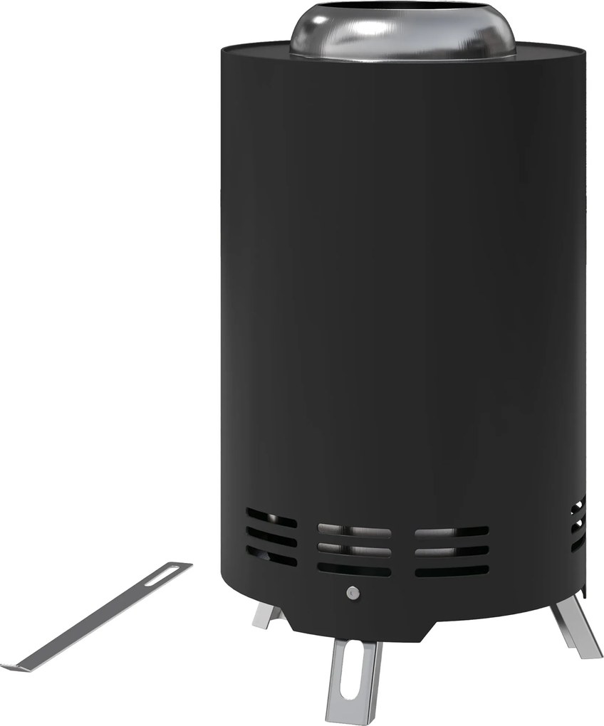 Outsunny Nerezová Ocel Fire Pit Ø16x25cm s Pokerem Bezdečný Oheň pro Zahradu, Balkón, Terasu, Outdoor BBQ Kempování Černá | Aosom