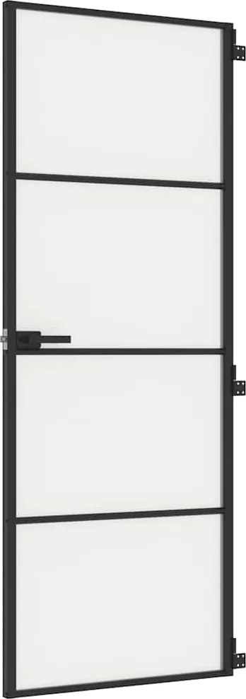 Interiérové dveře úzké černé 76x201,5 cm tvrzené sklo a hliník 155117