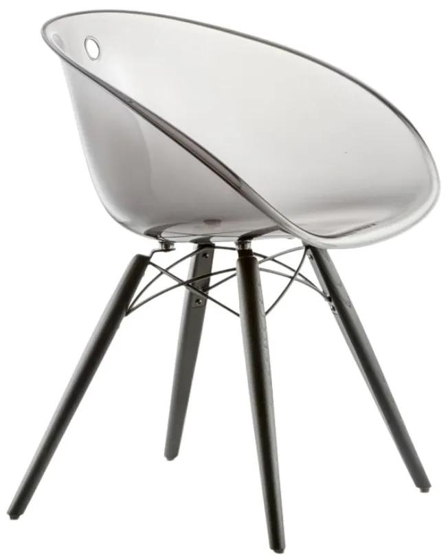Pedrali Židle Gliss 905, černá podnož, transparentní kouřová