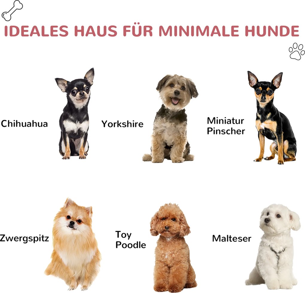 PawHut bouda pro psy venkovní, bouda pro psy se střešním poklopem, branka, přístřešek pro malé psy, domeček pro malá zvířata, cirkulace vzduchu, vodo…