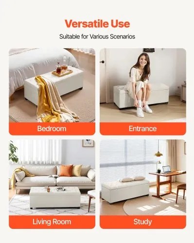 Úložný taburet VEVOR, 1060 × 360 × 240 mm – 1100 × 400 × 400 mm