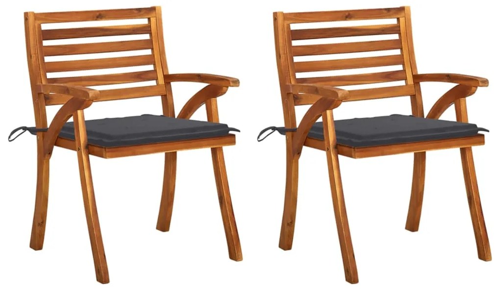 3060780 vidaXL Zahradní jídelní židle s poduškami 2 ks masivní akáciové dřevo