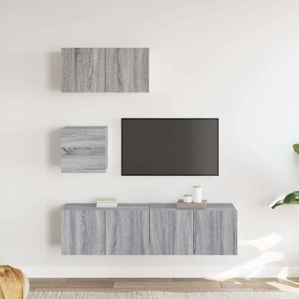 4dílný set TV skříněk šedý sonoma kompozitní dřevo 3120318