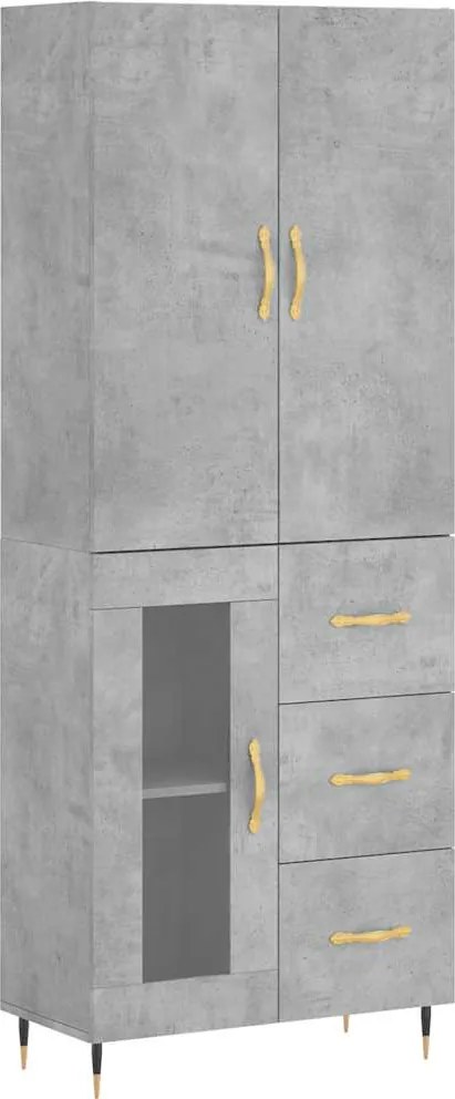 Skříň highboard betonově šedá 69,5x34x180 cm kompozitní dřevo 3195943