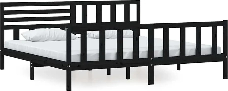 Rám postele černý masivní dřevo 200 x 200 cm 3101177