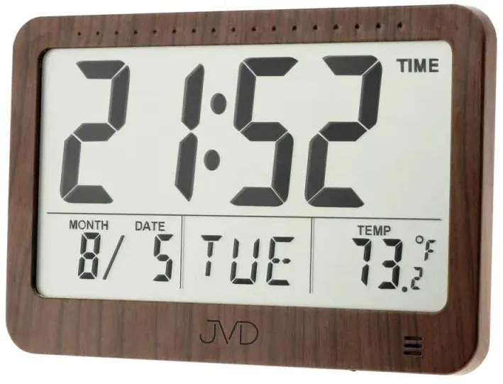 JVD Digitální hnědé stolní hodiny JVD DH9711 v imitaci dřeva