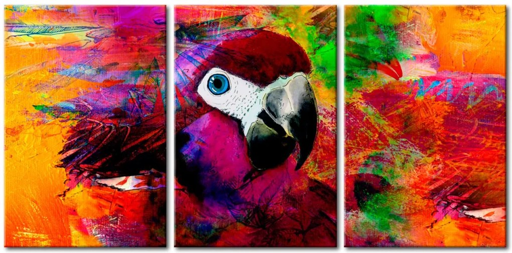 Obraz malovaný papoušek + háčky a hřebíčky ZDARMA Velikost (šířka x výška): 120x60 cm