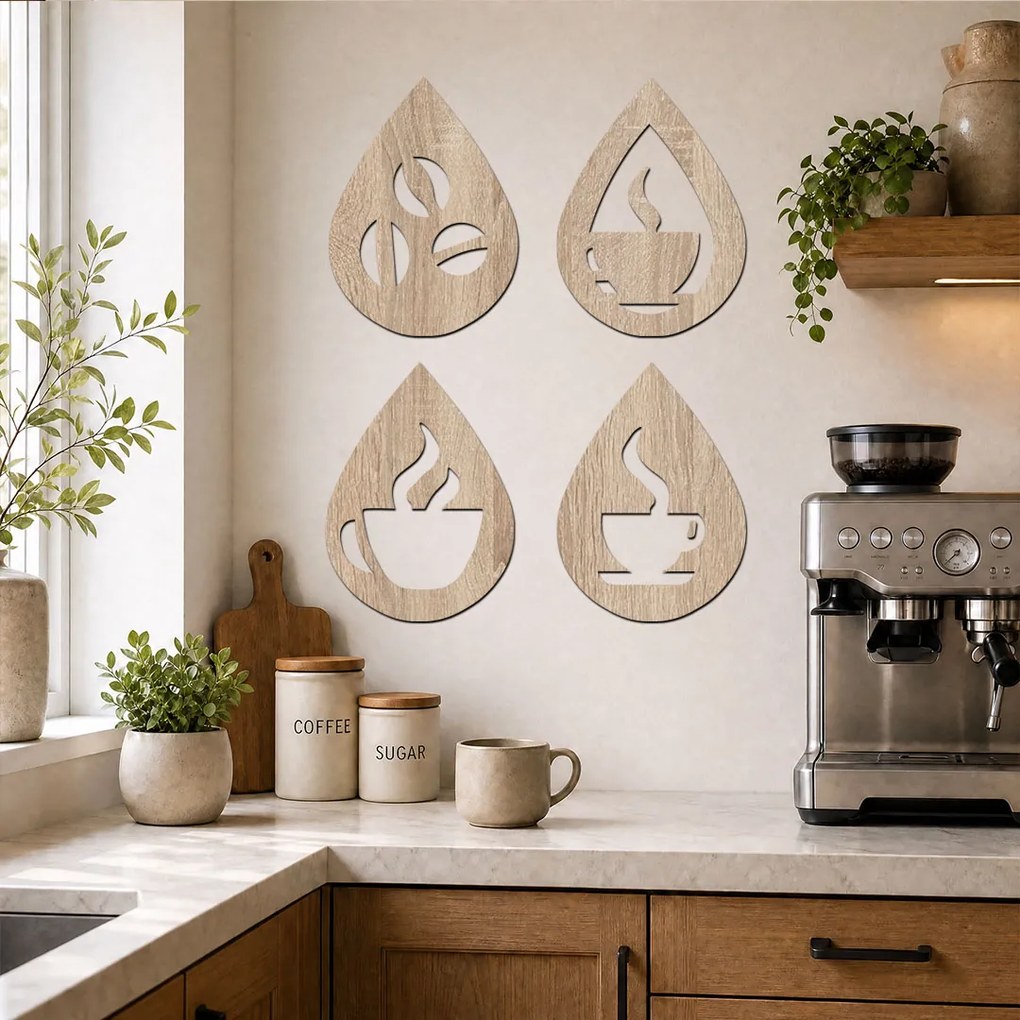 dřevo života Dřevěná dekorace na zeď KÁVOVÝ KOUTEK Zvolte rozměr (cm): 61x83, Zvolte barvu dekoru: Černá