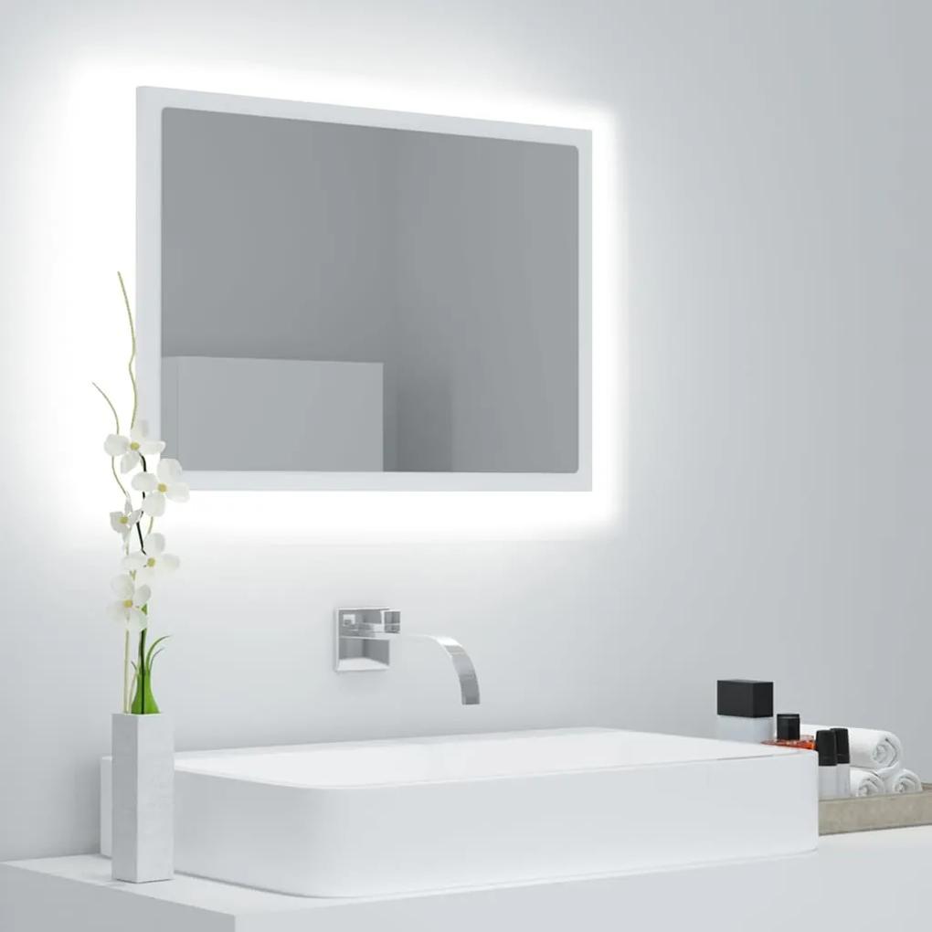 804916 vidaXL Koupelnové zrcadlo LED bílé 60 x 8,5 x 37 cm dřevotříska