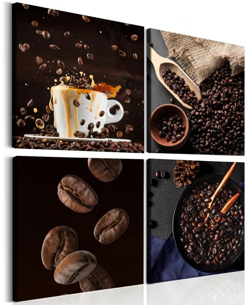 Čtyřdílný obraz čerstvá káva (60x60 cm) - InSmile ®